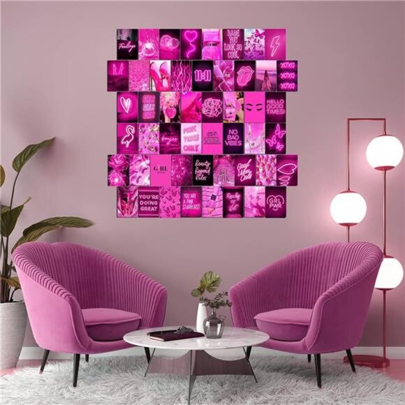Wall Decor | Pink Neon Wall Collage Kit Aesthetic Pictures Trendy Room ...